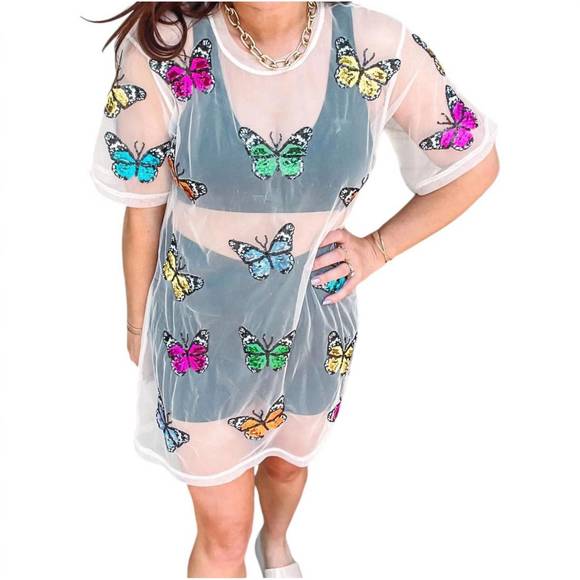 QUEEN OF SPARKLES | Swim | New Queen Of Sparkles Multi Butterfly Sheer ...